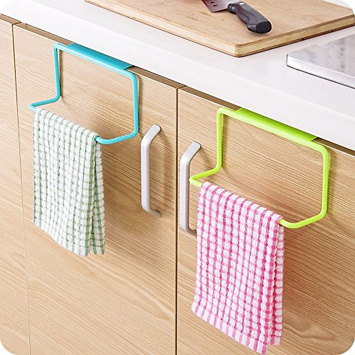 4 PCS Towel Rack Hanging Holder Organizer | Towel Bar Rack for Kitchen Bathroom | Over The Door Cabinet Cupboard Hanger