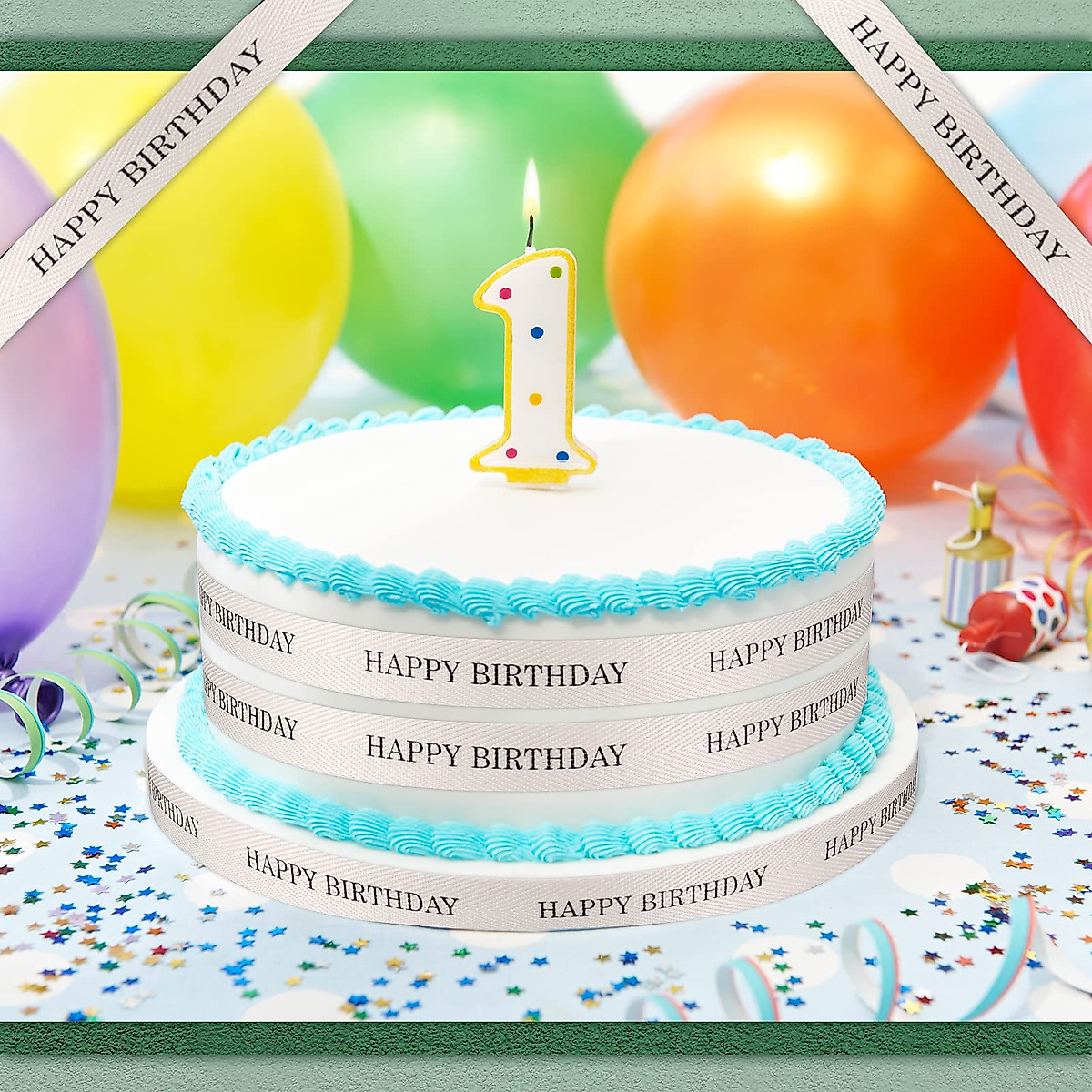 30 Yards 5/8 Inch Cotton Ribbon Happy Birthday Ribbon Craft Ribbon Birthday Ribbons for Gift Wrapping for Birthday Gifts Party Supplies Bow Making