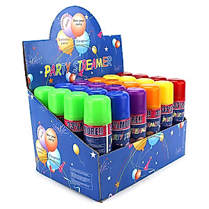 24 pcs Pack of Fun Party Streamer Spray String In A Can for Children's Parties, Party Supplies Perfect For Kid's Parties/Events