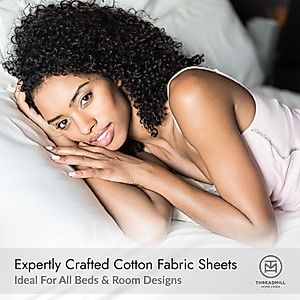 Threadmill 100% Organic Cotton Sheets for King Size Bed | GOTS Certified Hotel Percale Sheets | Deep Pocket King Sheets | 4 Piece King Size Sheets | White Sheets