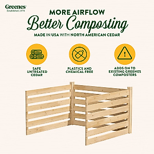 Greenes Fence Cedar Wood Composter Add-On Kit, 48" L x 48" W x 31" H / 309.17 gallons - Made in USA with North American Cedar