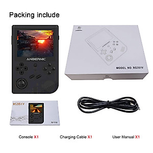 RG351V Handheld Game Console, Retro Game Console Support PSP / PS1 / N64 / NDS Opensource System RK3326 Chip, 3.5 Inch IPS Screen Portable Built in WiFi Console Vertical Version Gameboy Design