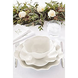 Portmeirion Sophie Conran Floret Stoneware All Purpose Bowls 7 Inch Set of 4 - Dishwasher & Microwave Safe Great Kitchen Home Use for Serving Cereal Soup Salad & More, Robins Egg