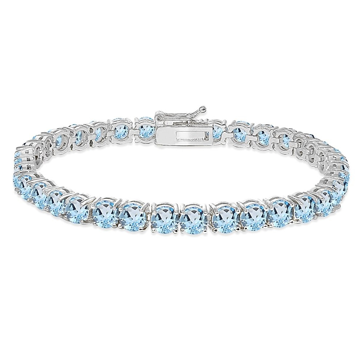 B. BRILLIANT Sterling Silver 5mm Round Genuine, Created or Simulated Gemstone Tennis Bracelet for Women