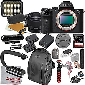 Sony a7 II Mirrorless Camera with 50mm f/1.8 Lens Video Bundle + LED Video Light + Microphone + Extreme Speed 64GB Memory(20pc Bundle)
