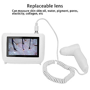 FOKH Skin Hair Analyser,5 in 50X/200xLens LCD Digital Microscope Rechargeable Portable Scalp Detector Scanner Professional Scalp Hair Follicle Oil Moisture Magnifying Detector Skin Pigment Tester,US