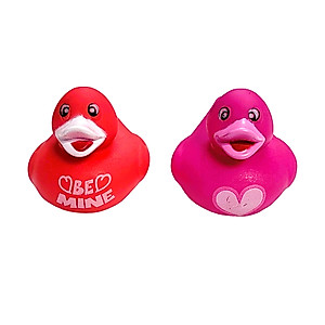 Cool Valentine's Day Holiday Rubber I Love You XO Be Mine Ducks (2") Standard Size. White, Red, Pink and Purple. (12 Pack) Cute Duck Bath Tub Pool Toys. (Valentine's Day Rubber Ducks)