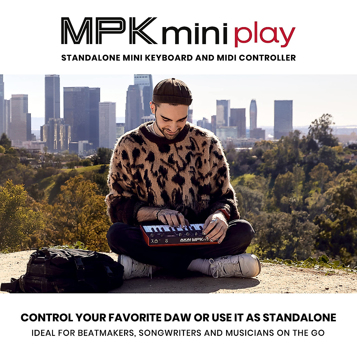 AKAI Professional MPK Mini Play MK3 - MIDI Keyboard Controller with Built in Speaker and Sounds Plus Dynamic Keybed, MPC Pads and Software Suite