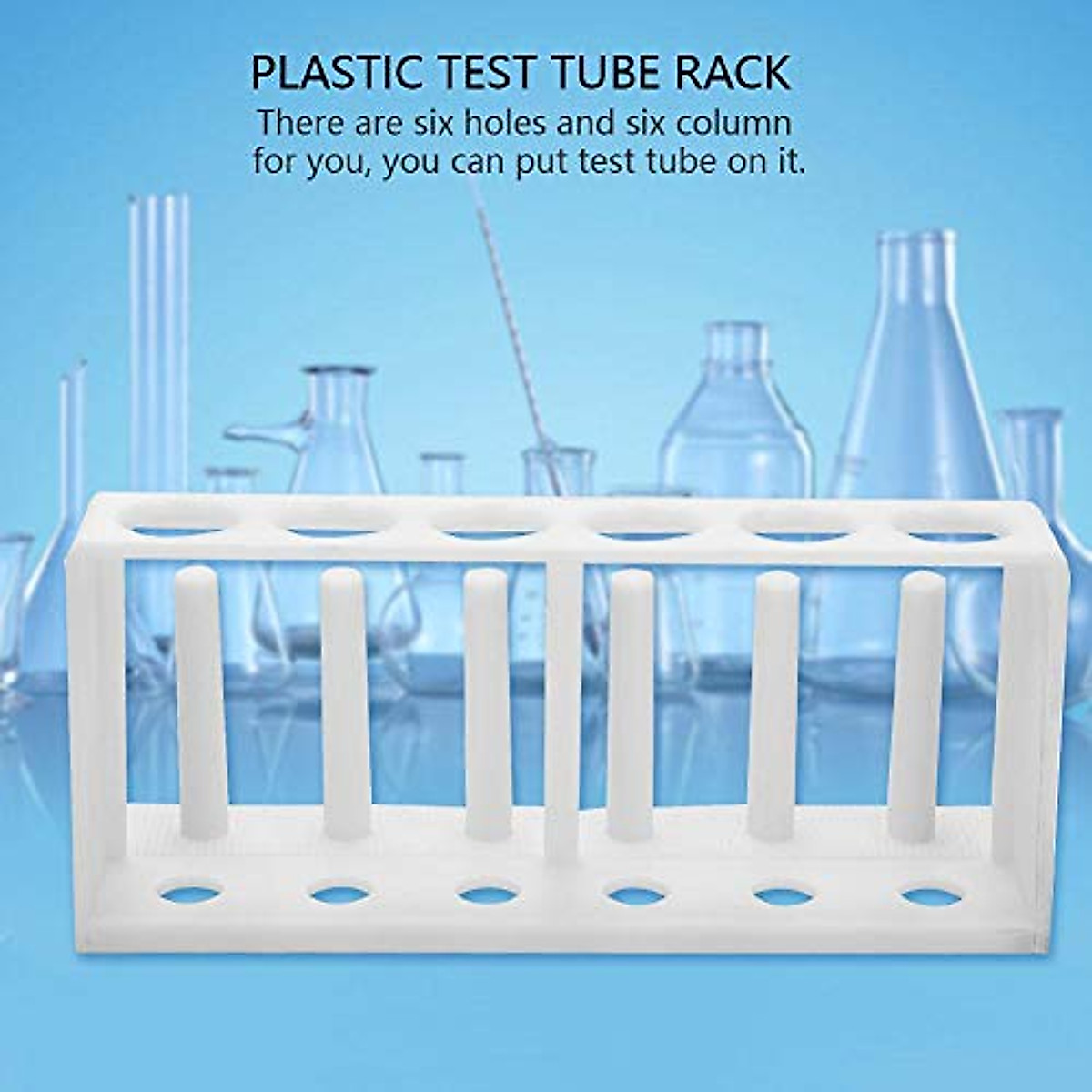 Hilitand Test Tube Rack, 6 Holes 6 Slots Plastic Test Tube Holder Storage Stand for Drying Less Than 25mm Tubes White
