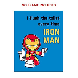 paintlig Superhero Wall Decor - Unframed Boy's Bathroom Decor, 8X10 inch Motivational Wall Decor, Set of 4 Marvel Wall Decor Art Prints for Kids Bathroom