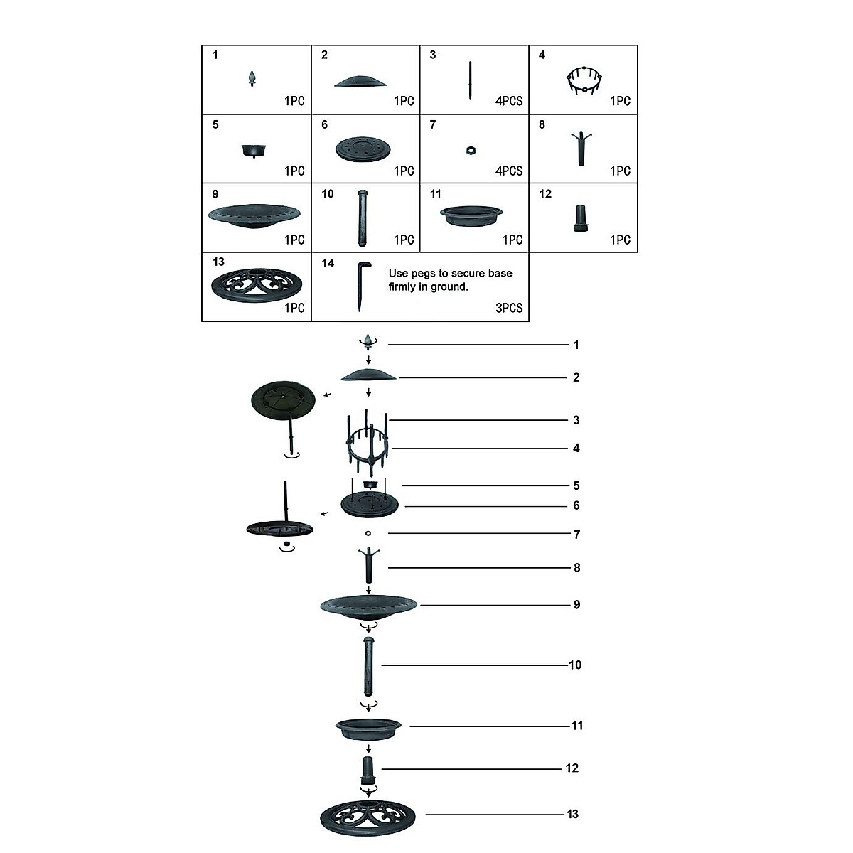 Amazing Plastic Birdbath Bird Feeder with Planter for Garden Lawn Backyard Patio Balcony Decor with 27.5” Height