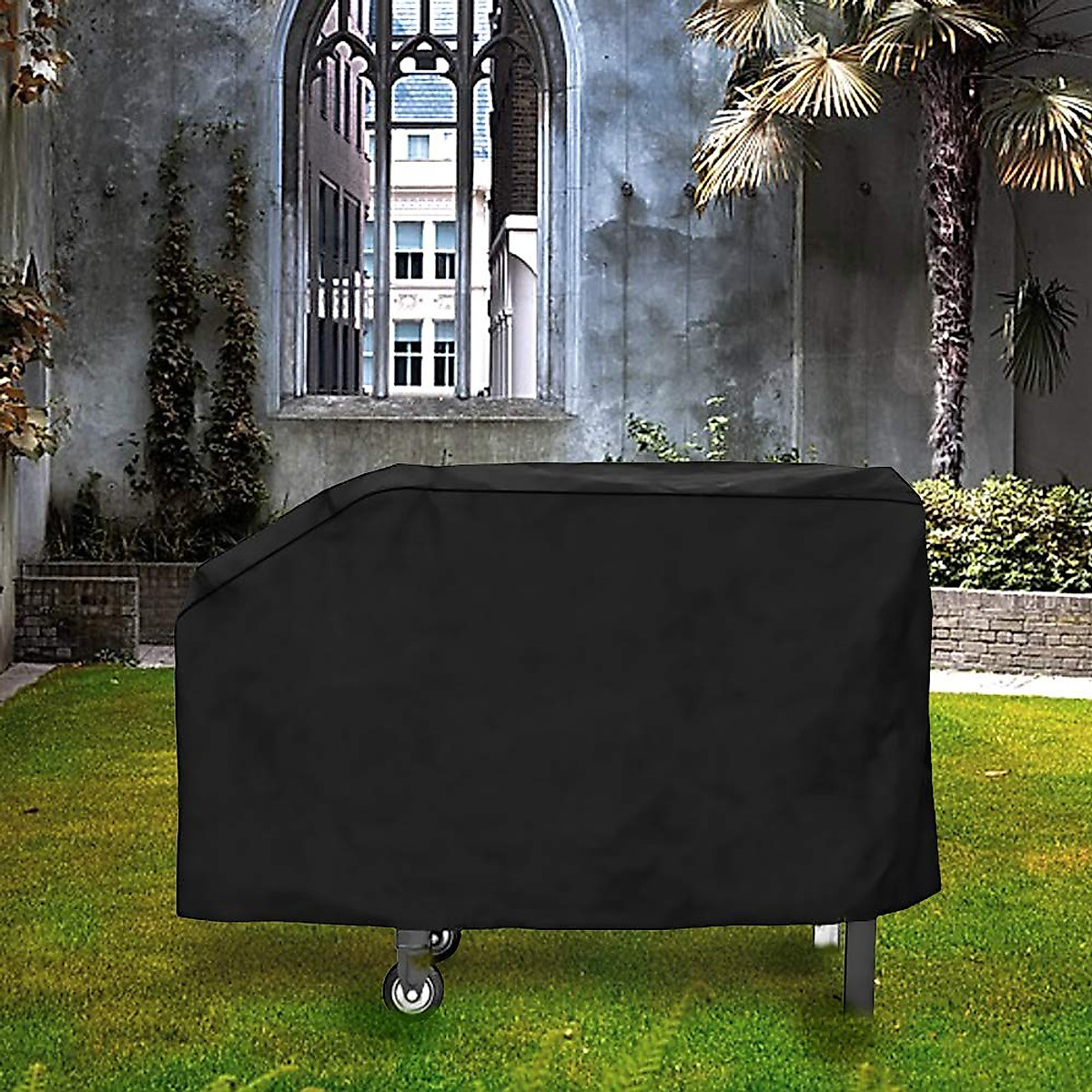 Outspark 28 Inch Griddle Cover-BBQ Accessories for Blackstone 28" Outdoor Flat Top Gas Griddle Grill and Other Similar 28in Griddle Cooking Station,Black,600D Water Proof Canvas,with Support Pole