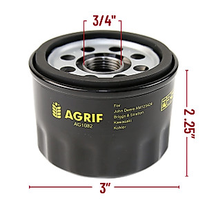 Agrif Replacement 2-Pack Oil Filter Fits For John Deere AM125424, Tecumseh 36563, Kawasaki 49065 7007, Pro Performance Lawn Mower Oil Filter