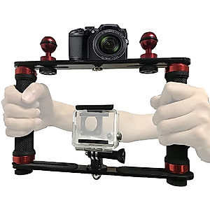 Aluminium Alloy Underwater Lights Dive Light Video Light Stabilizer Tray Handheld Handle Stabilizer Support Bracket Camera Mount for Action Camera and Any Other Camera with 1/4 inch Screw Hole