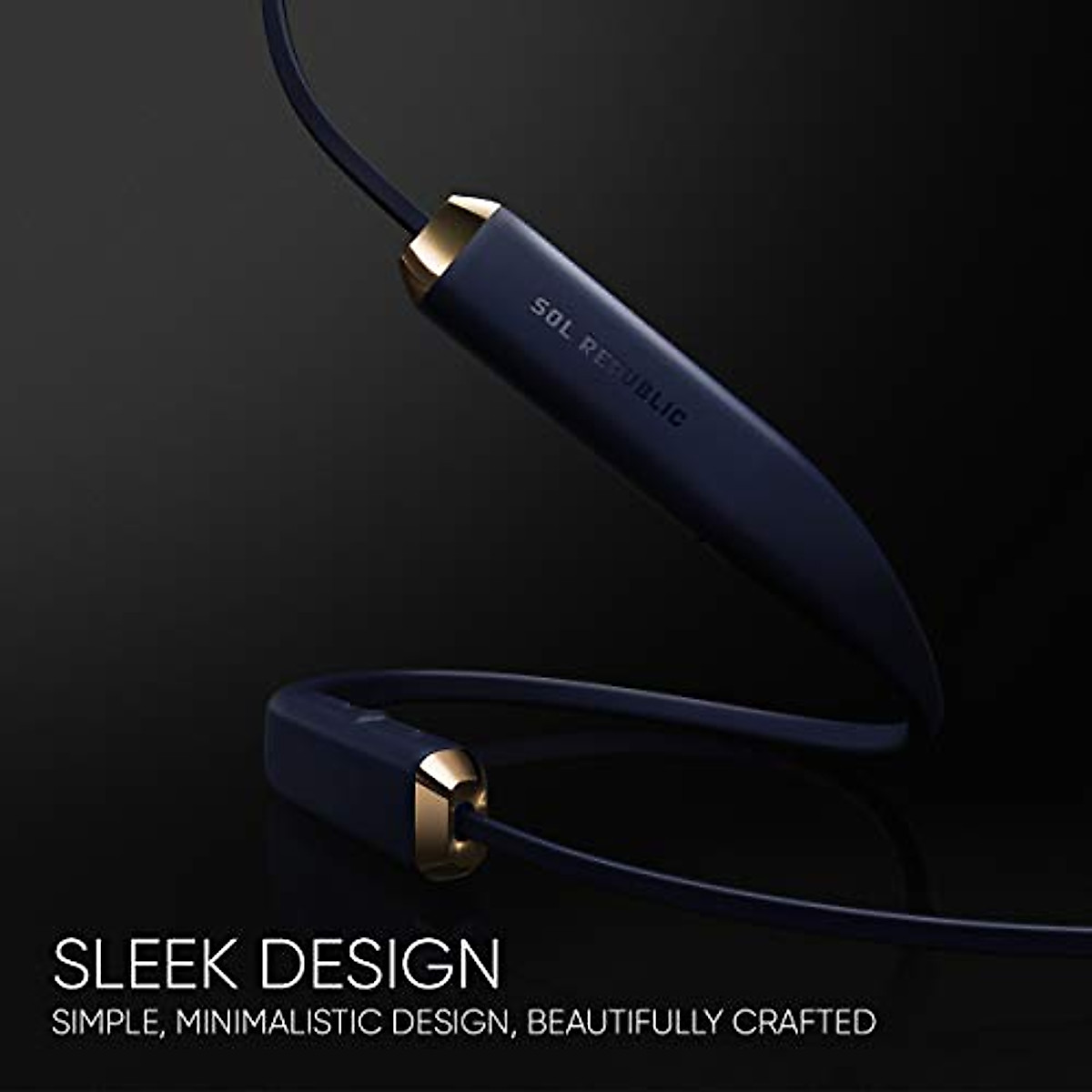 Sol Republic Shadow Bluetooth Wireless Noise Cancelling Neckband Headphones, Navy/Gold