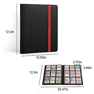 540 Pockets Card Binder Holder, FOME 9-Pocket Trading Card Binder 30 Sheets Fits for 540 Cards Collector Album Holder with BandClosure Carrying Case Binder for Yugioh MTG and Other TCG