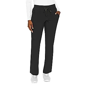 Med Couture Scrub Pants Women, Yoga Cargo Pocket Scrub Pant,Black, Large