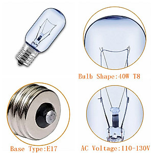 ARREPONT 297048600 241552802 Light Bulb Refrigerator E17 40W for Frigidaire Electrolux Refrigerator Replacement AP3770086 EA976993 1056577 AH976993