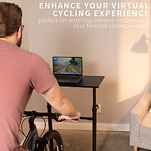 VIVO Height Adjustable 28 x 14 inch Standing Desk Cart for Laptop Office Work, Stationary Training Exercise Bike Use, Small Mobile Workstation with Locking Wheels, Black, CART-V01BK