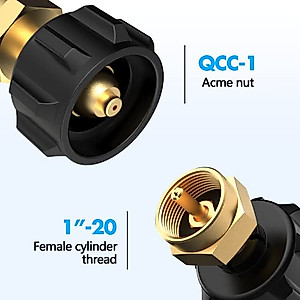Gogoonike Propane Refill Adapter for 1 lb. Tanks, Propane Adapter Fill 1lb from 20lb, LP Gas Cylinder Tank Coupler Fits QCC1 / Type1 Propane Tank and 1 lb Throwaway Disposable Cylinder (Black)