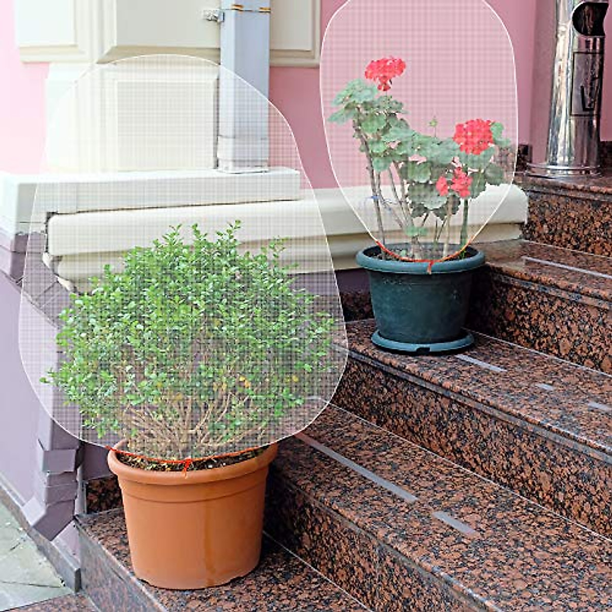 Unves Large 2 Pcs Garden Plant Netting Bird Barrier Mesh Fruit Tree Netting with Drawstring, 3 x 4.5ft Plant Cover Netting Bags Protect Plant Fruits Vegetables Flower from Bird Eating