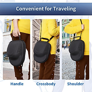 HESPLUS Hat Case for Baseball Caps, Hat Travel Case Storage Bag Hat Carrier with Carrying Handle & Adjustable Shoulder Strap, Hat Box Holder Protects up to 6 Hats, Portable Hat Luggage Case- Black