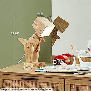 HROOME Kids Table Lamp - Wooden Dog and Dinosaur Desk Lamp