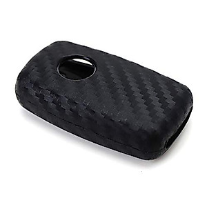 iJDMTOY Carbon Fiber Pattern Soft Silicone Key Fob Cover Case Compatible with Volkswagen Golf GTI R32 Jetta Rabbit Passat Beetle Polo Bora CC EOS Flip Key