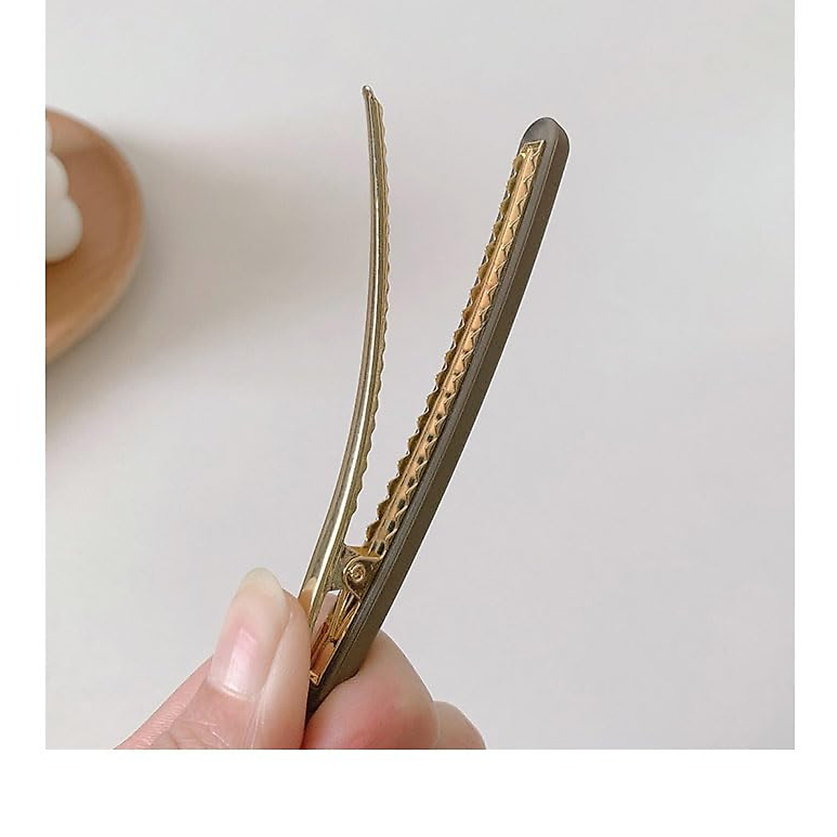 4 Pcs 3.5 Inch Frosted Narrow Metal Spike Alligator Duck bill Hair Clips Bright Duckbill Hair Barrettes Chic Hair Clips for Styling Long Hair (Black)