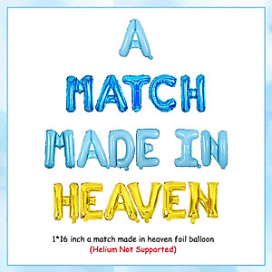 Wonmelody Match Made in Heaven Party Decorations with A Match Made in Heaven Balloon Banner Diamond Balloon Heaven Perfect Match Bachelorette Wedding Party Decor for Engagement Party Bridal Shower