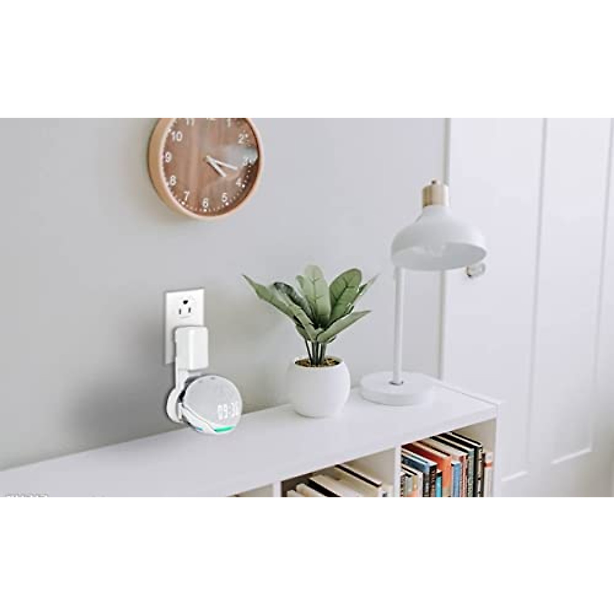 C YECEN Echo Dot 4th Generation Wall Mount Holder Outlet Hanger, Space-Saving Echo Dot Holder (White)