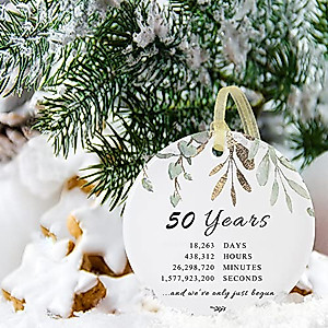 50th Anniversary Wedding Ornament 2023 Hanging for Couple,50 Years as Mr and Mrs,Xmas Wedding Gift for Parents,Ornament for 50th Husband&Wife Married Decoration (2.9")