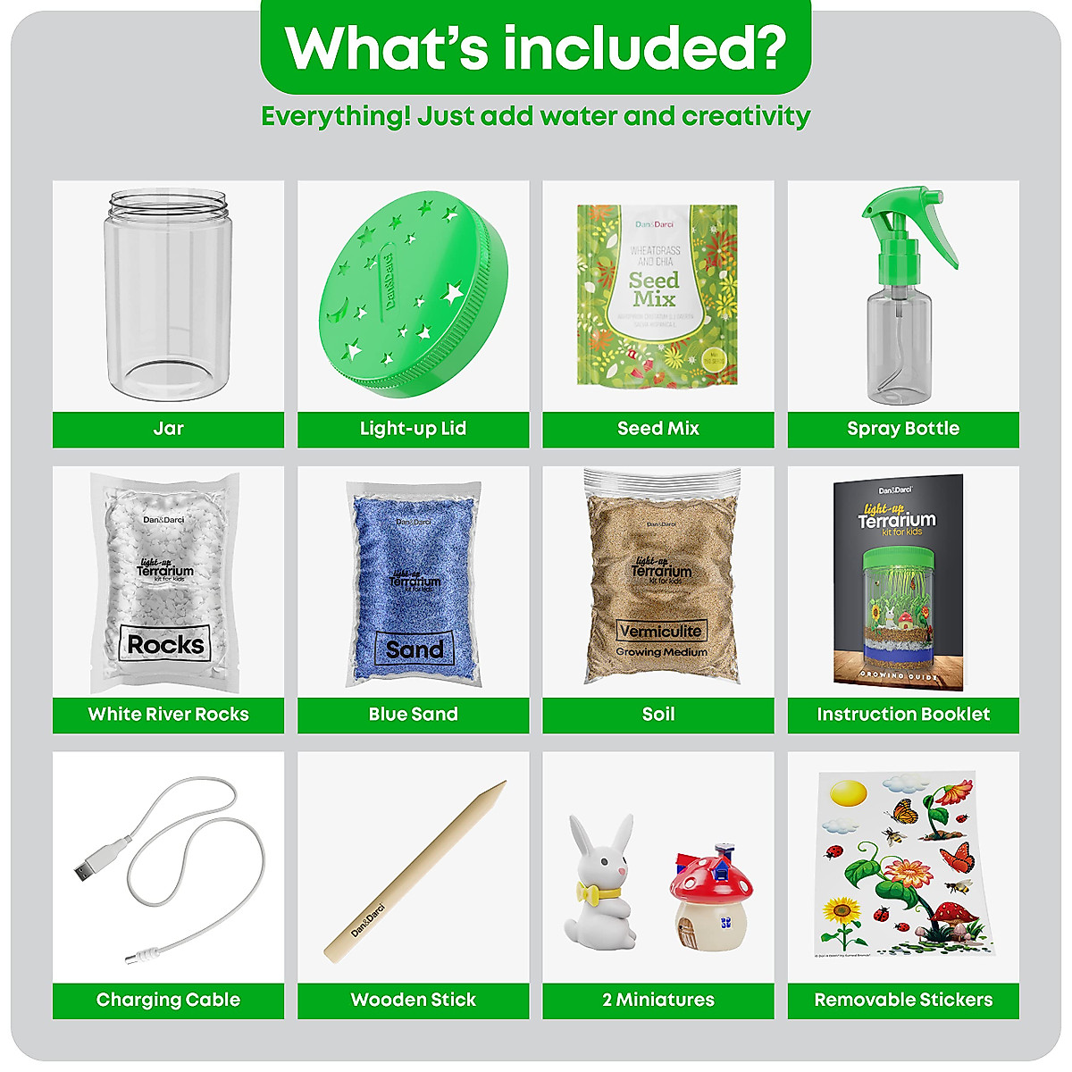 Light-Up Terrarium Kit for Kids - STEM Science Kits - Easter Gifts for Kids - Educational DIY Kids Toys for Boys & Girls - Crafts Projects Ideas for Ages 6 7 8-12 Year Old Age