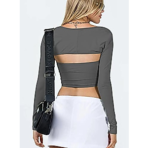 Y2k Tops Solid Cover Up Strapless Slim Fit Corset Cami Tank Top 2 Pieces Dark Grey X-Small