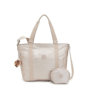 Kipling Adara Metallic Tote Bag Quartz Metallic