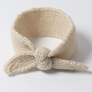 IZUS Turban Headband Baby Girl - Warm Rabbit Knot Hair Band, Knit Head Wrap for Newborn, Toddler and Children (Red + Beige)