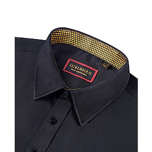 Lion Nardo Mens Black Dress Shirt Black and Gold Shirts for Men Gold Shirts for Men Mens Black Dress Shirts Gold Label
