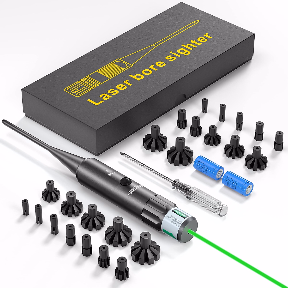 Lyska Rifle Pistol Laser Bore Sighter for .17 to 12GA Caliber All Gun, Universal Lasel Barrel Scope Aim Bore Sighting with 2 Sets of The Batteries