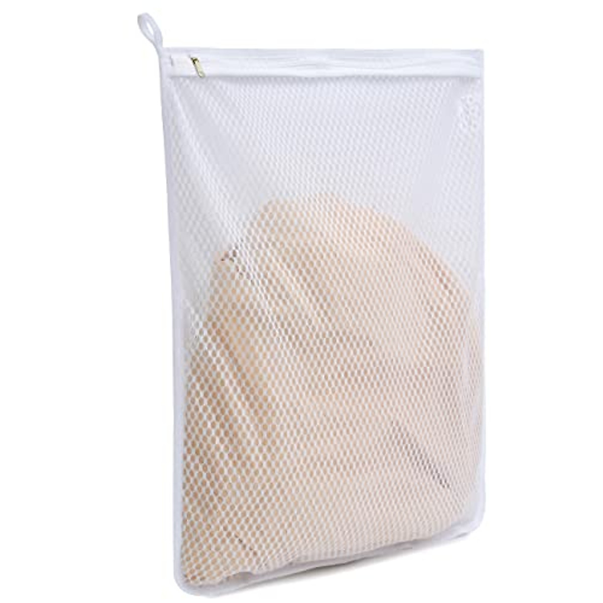 BAGAIL HoneyComb Laundry bag for Delicates, Mesh Wash Bag with Premium Zipper, Blouse, Hosiery, Underwear, Clothing, Travel Storage Organize Bag, Have Hanger Loops (White, 1 Medium)