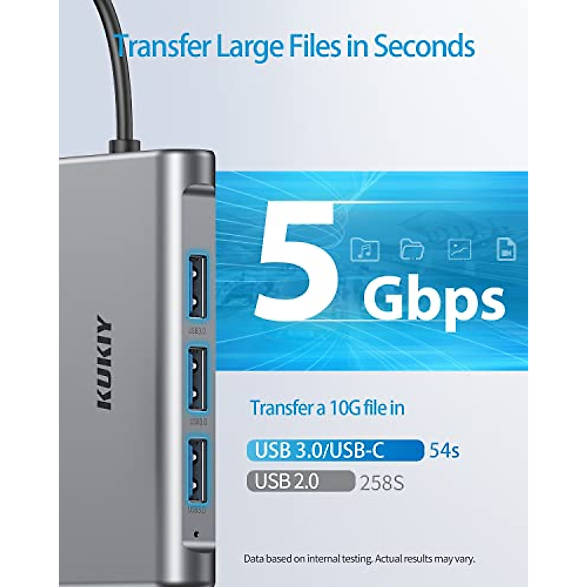 USB C Hub 8-in-1 with 4K HDMI, KUKIY Gigabit Ethernet, 3 USB 3.0, 100W PD Charging and SD&Micro SD Card Reader USB C Adapter Aluminum for MacBook Pro/Air (Thunderbolt 3)