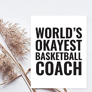 Andaz Press Funny World's Okayest Basketball Coach Jumbo Card, 8.5 x 11 inch, Blank Greeting Card with Envelope, Humour, Banter, Fun Birthday Card, Thank You Card for Basketball Coach, 1-Pack
