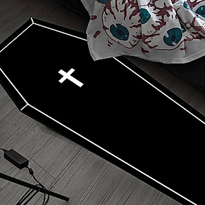 Generic Coffin Bath Mat Halloween Rug - Black Gothic Home Decor for Bathroom Bedroom Kitchen Room, Coffins Halloween Door Mat, Horror Gothic Gift Spooky Gifts Gothic Rugs Spooky Gift (B)
