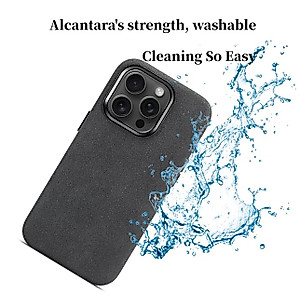 TYXDKJ Alcantara Case for iPhone 13 Pro,Handmade Fully-Wrapped Synthetic Suede Cover, Compatible with MagSafe Wireless Charging(Black)