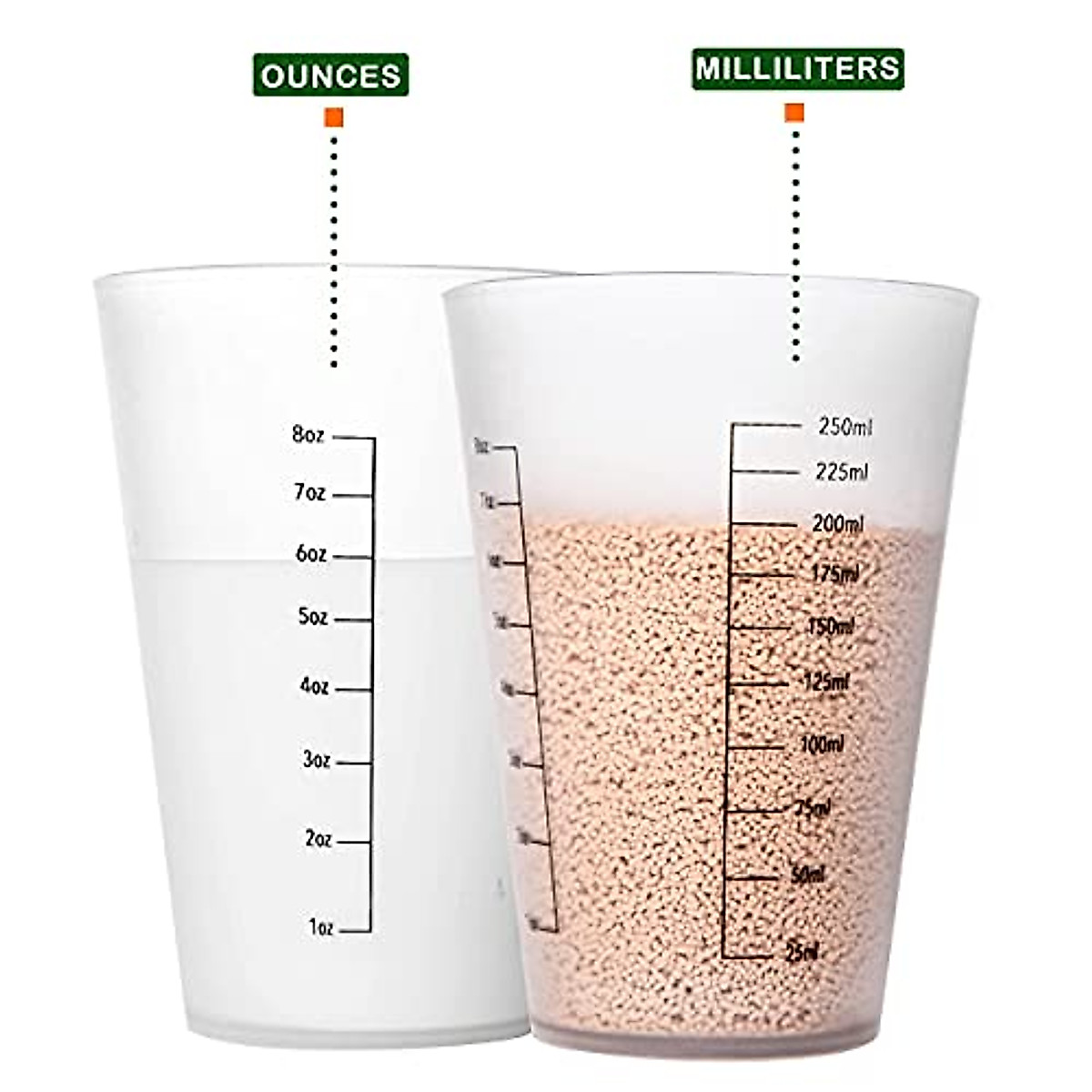 EBIVEN 4 pcs 8oz Reusable Plastic Measuring Cups Liquid Paint Mixing Measure Cups for Kitchen Cooking