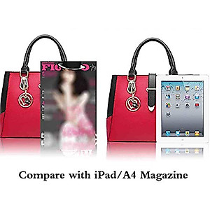 Rullar Women Handbag and Purse Stitching Shoulder Top-handle Bag Tote with Heart-shaped Pendant Rose