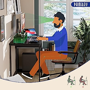 Pamray 32 Inch Computer Desk with Monitor Stand Small Home Office Desks with Non-Woven Storage Drawer for Bedroom Study Table Writing and Work Desk