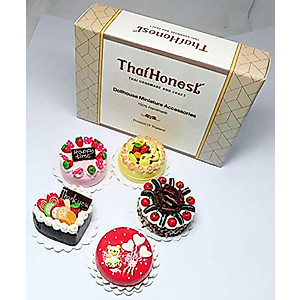 ThaiHonest Lovely Mixed 5 Assorted Cake Dollhouse Miniature Food,Tiny Food