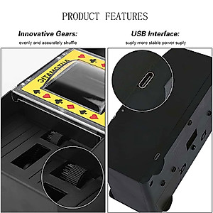 JFF 6 Deck Electric Shuffler Suitable for Blackjack and Card Games Quiet, Easy to Use USB/Battery Powered Automatic Card Mixer, Casino Equipment Poker