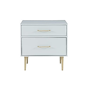 Linon Modern Ice Blue Gold Hardware Lennon Two Drawer Nightstand