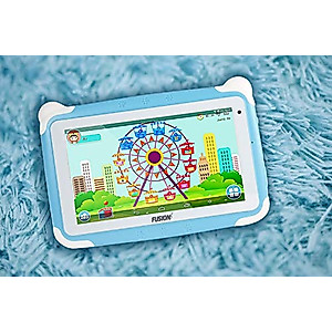 Fusion5 7" KD095 Kids Tablet PC - 64-bit Quad-core, Android 8.1 Oreo, WiFi, Parental Controls, Kids Learning Tools, 32GB Storage, Dual Cameras, Kids apps, Tablet PC for Kids (Blue)